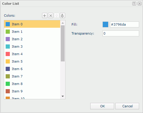 Color List Dialog Box Properties